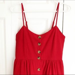 Dresses | New Red Button Down Midi Dress With Pockets | Poshmark